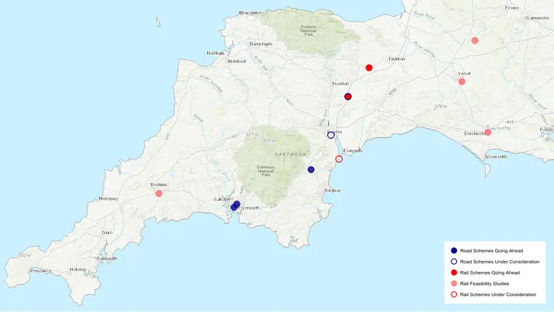 Dawlish rail resilience, Exeter A379 bridge renewal and Cullompton M5 ...